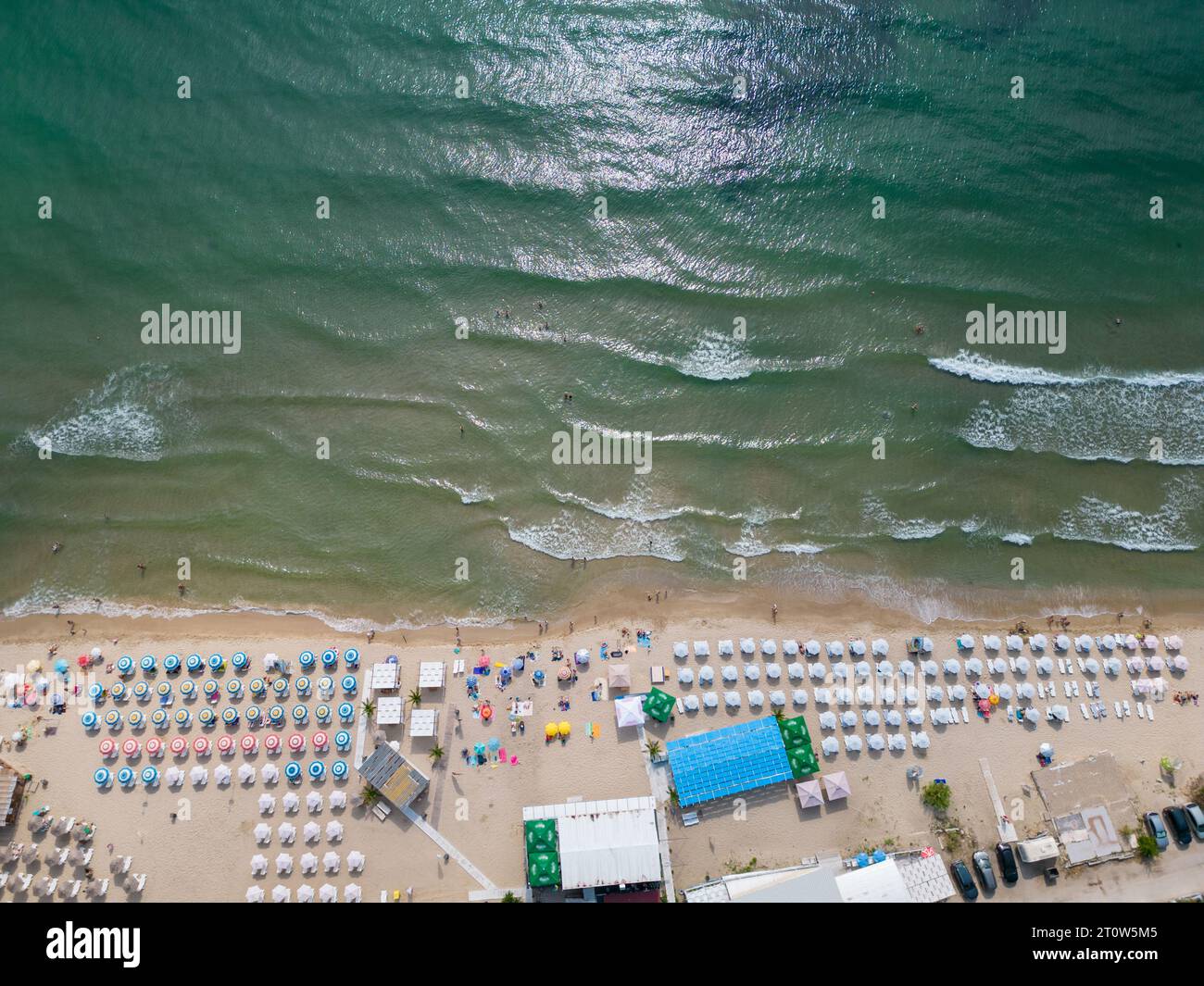 aerial view of Bulgaria's Kranevo resort during the summer season: an ...