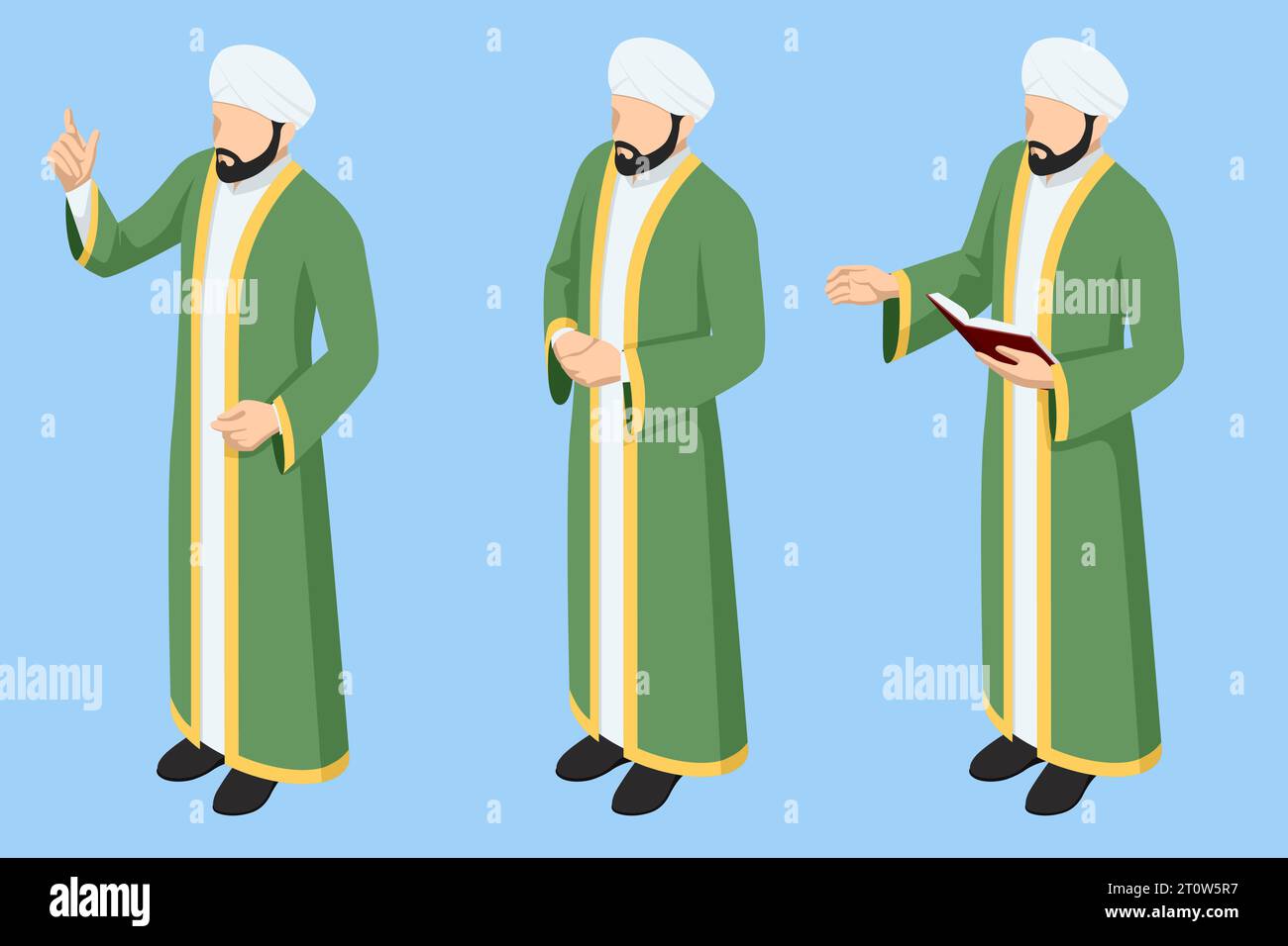 Isometric Imam isolated on white background. Religion and its ...