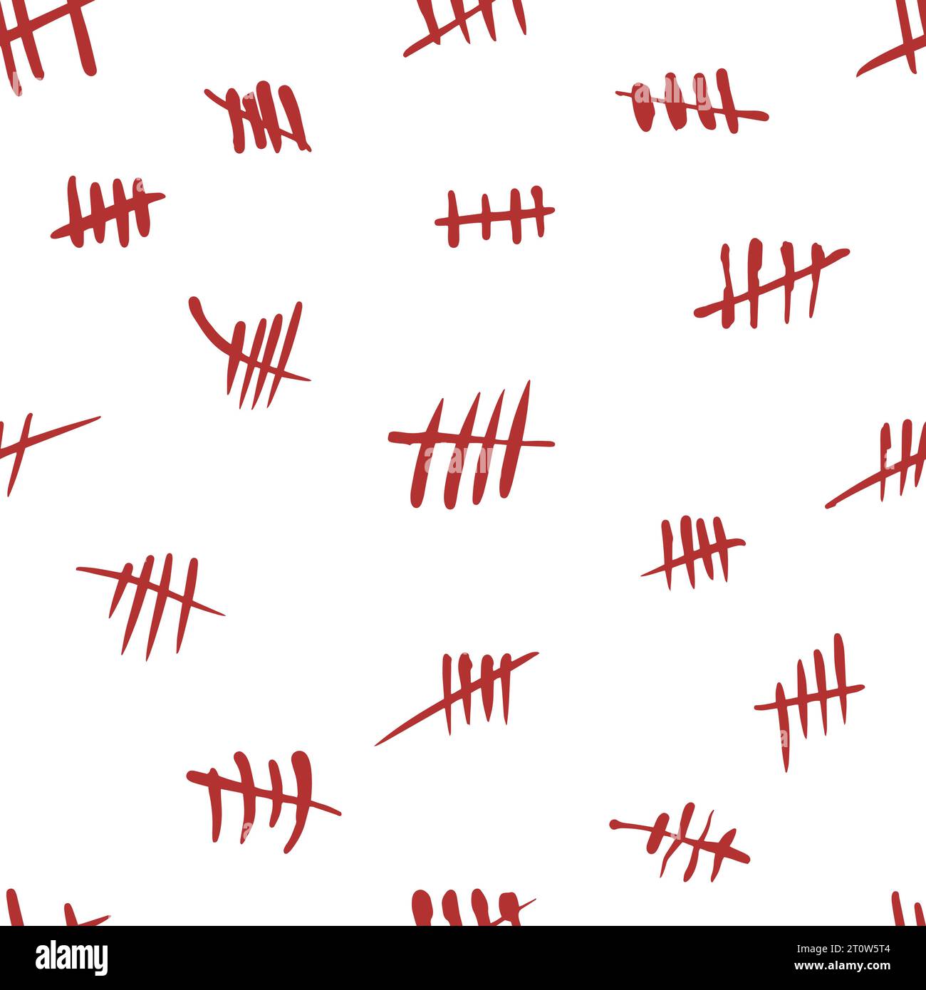 Seamless tally marks pattern. Repeating red time counting signs ...