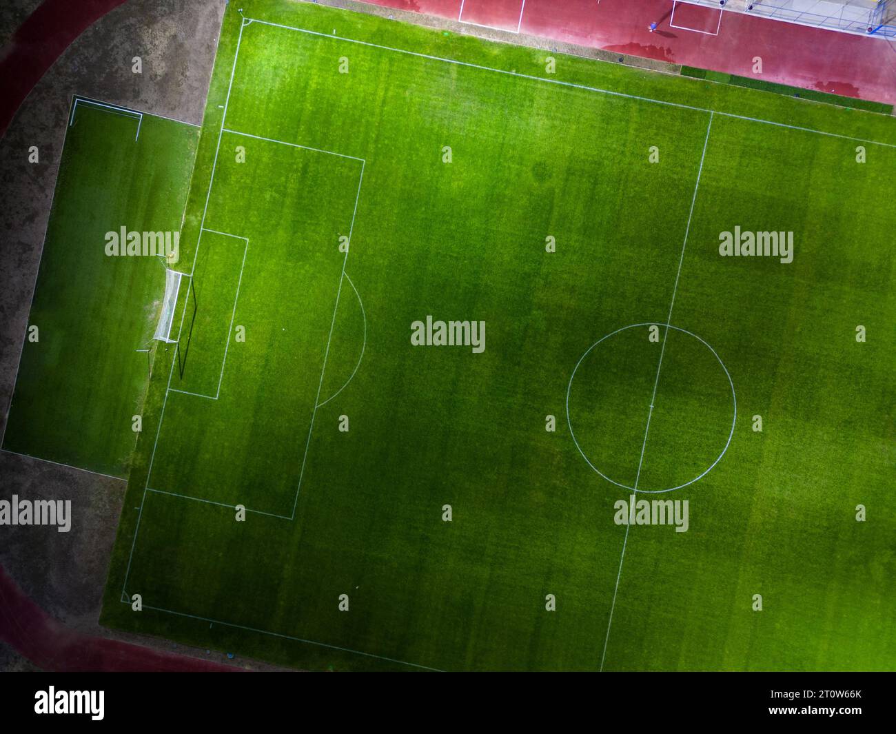 Aerial view of an empty football court, no people Stock Photo - Alamy