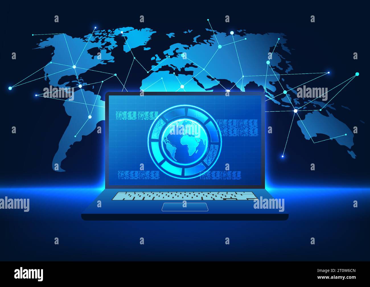 Laptop globe world map Stock Vector Images - Alamy