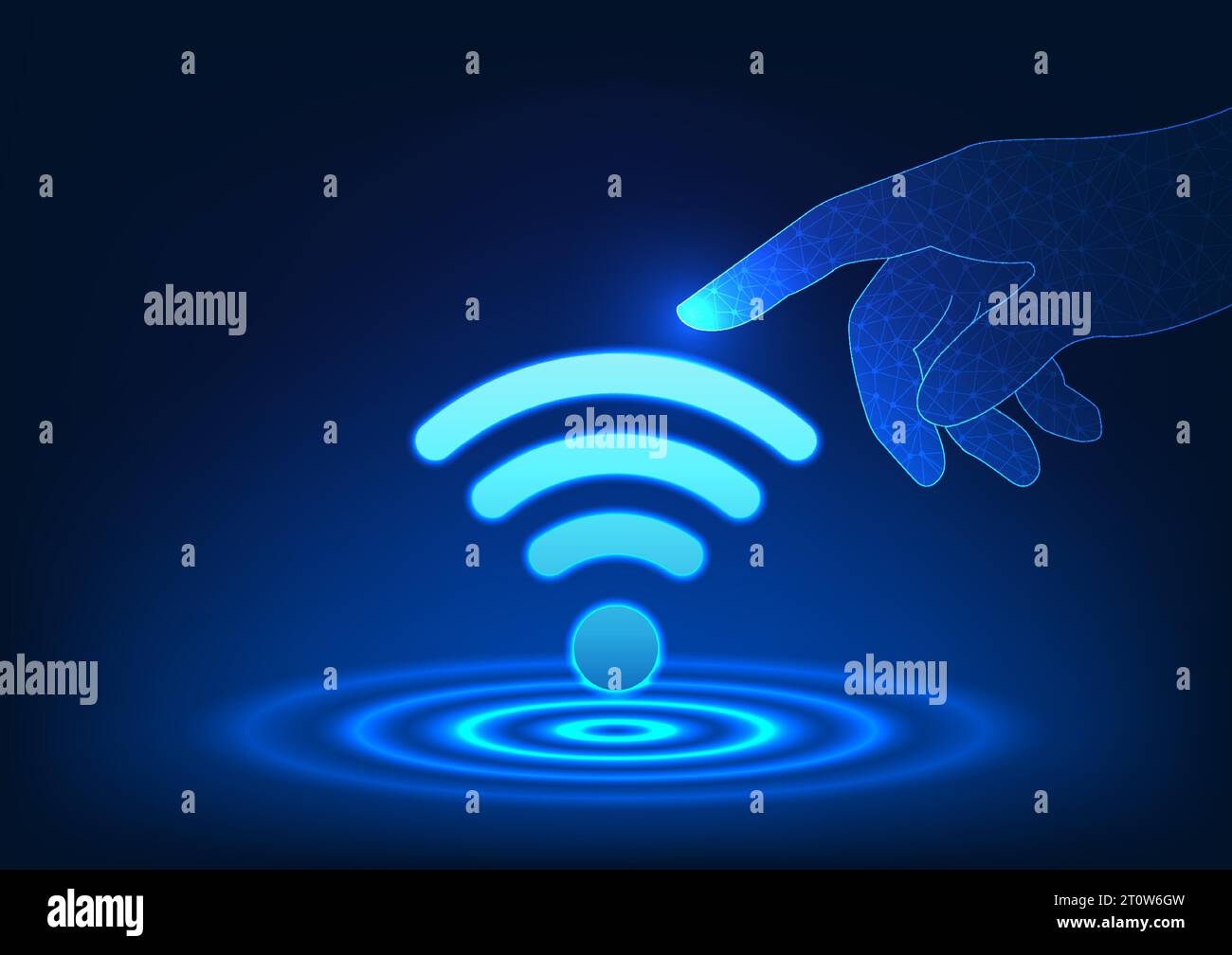 Wi-Fi technology Finger pointing at the wifi icon It refers to people ...