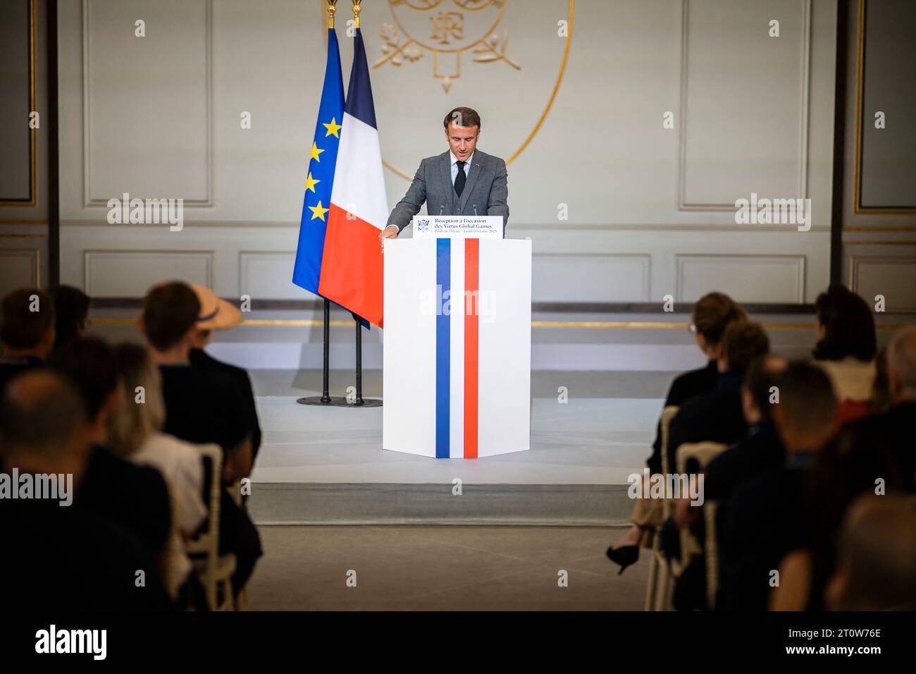 Paris, France. 09th Oct, 2023. French President Emmanuel Macron ...