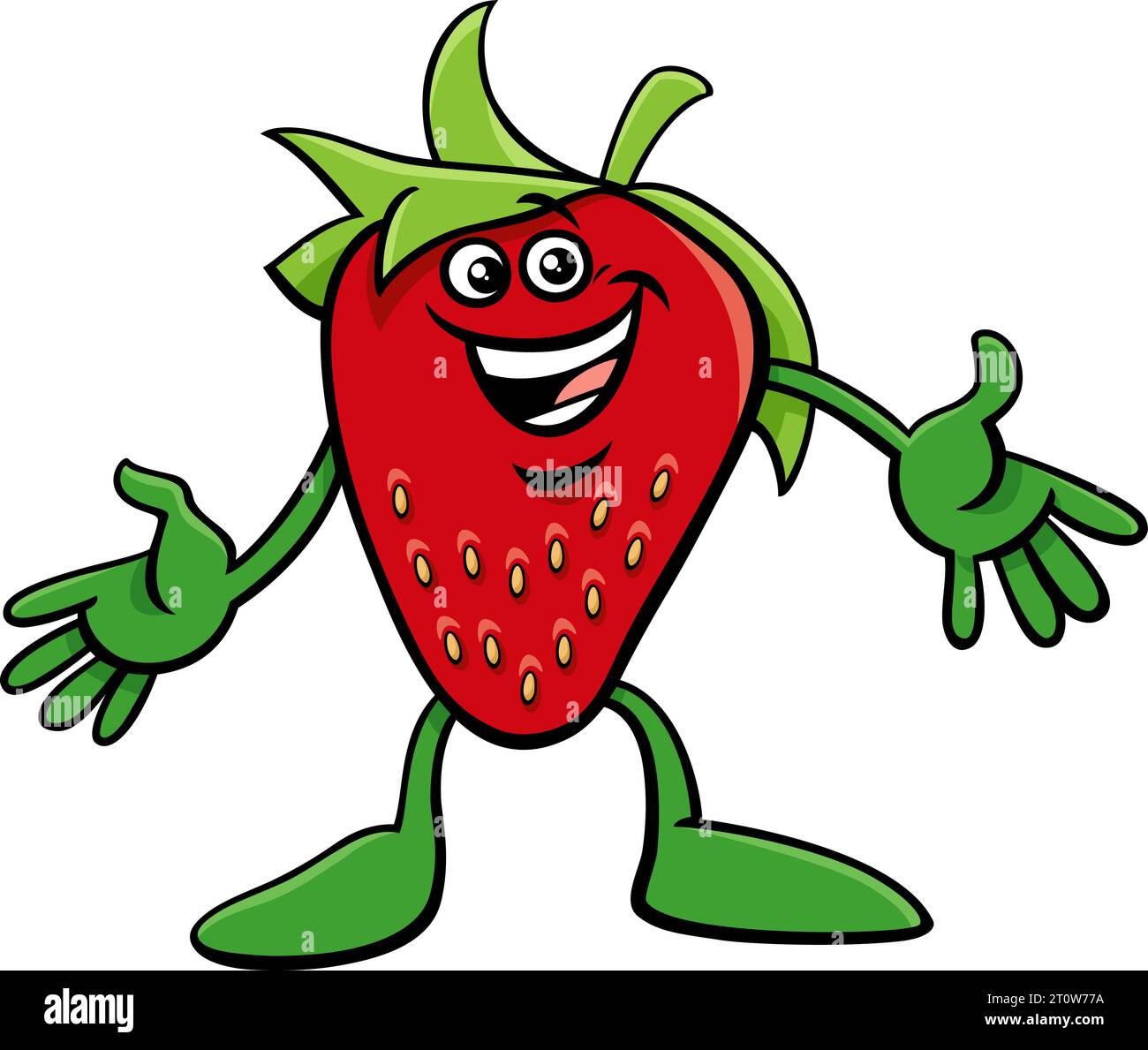 Cartoon illustration of funny strawberry fruit comic character Stock ...