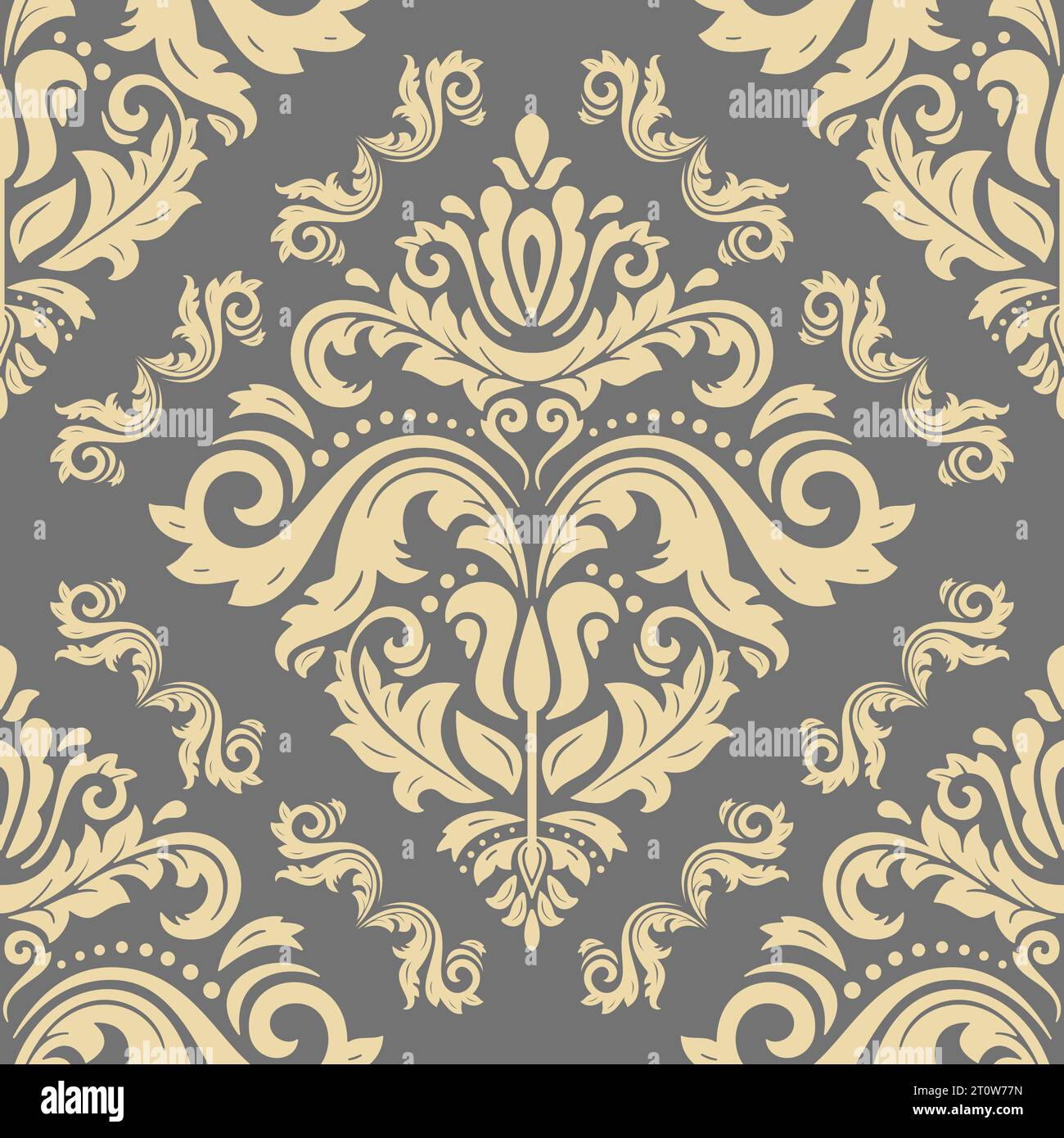 Classic seamless pattern. Damask orient gray and golden ornament ...