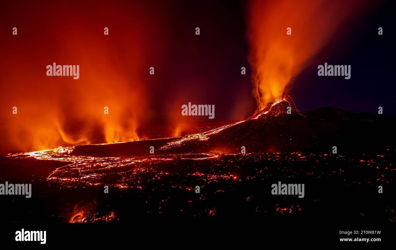 Volcanic eruption in Fagradalsfjall on the Reykjanes peninsula in ...