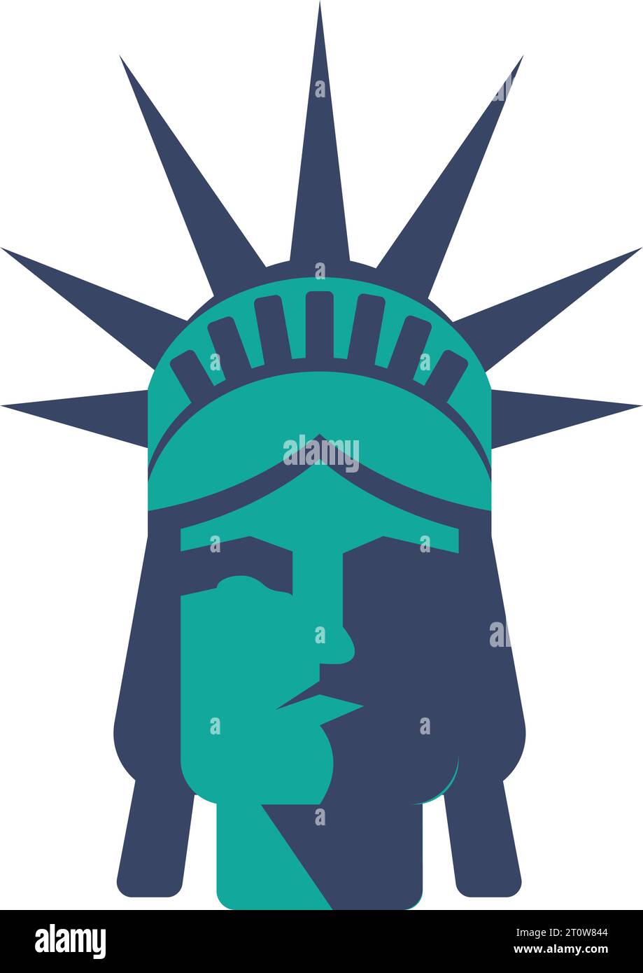 Simple colorful flat drawing of the head of the STATUE OF LIBERTY, NEW ...