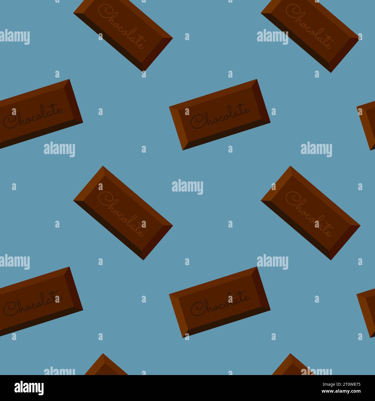 Pattern with bars pieces of chocolate in blue background. Vector ...