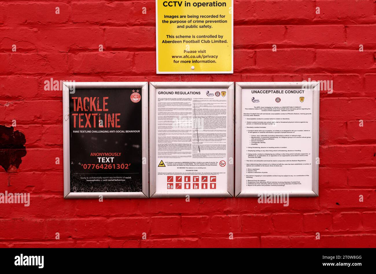 Safety and public notice around the Pittodrie stadium, home of Aberdeen ...
