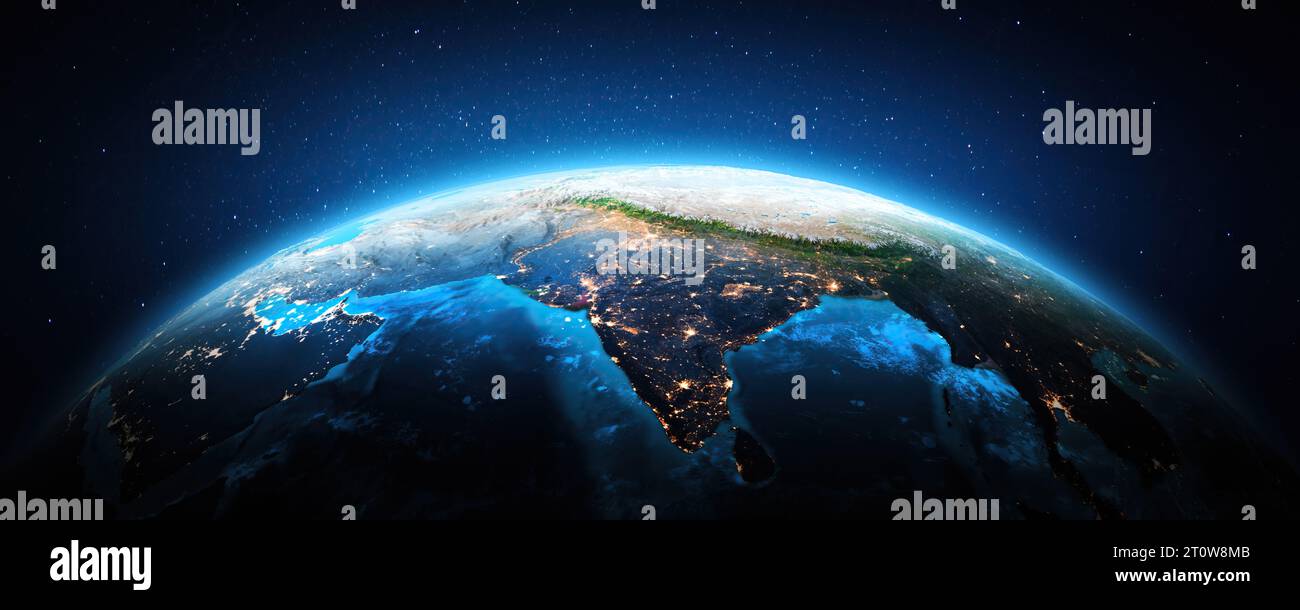 India from space. Elements of this image furnished by NASA. 3d ...