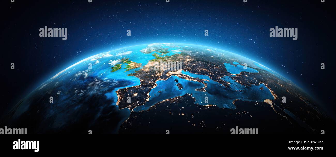 West Europe, Atlantic at night. Elements of this image furnished by ...