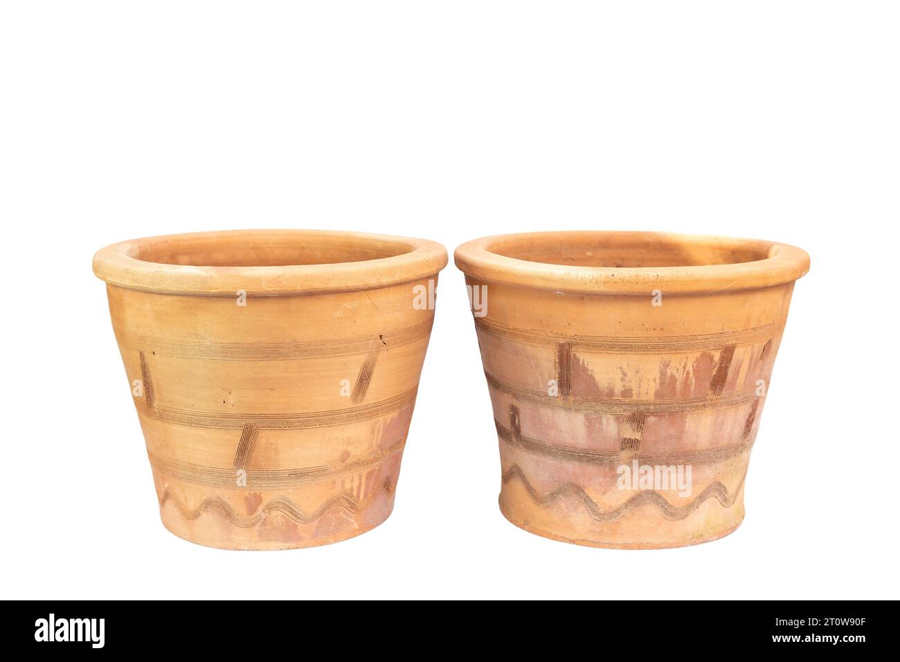 Empty new flower pots isolated on white background Stock Photo - Alamy