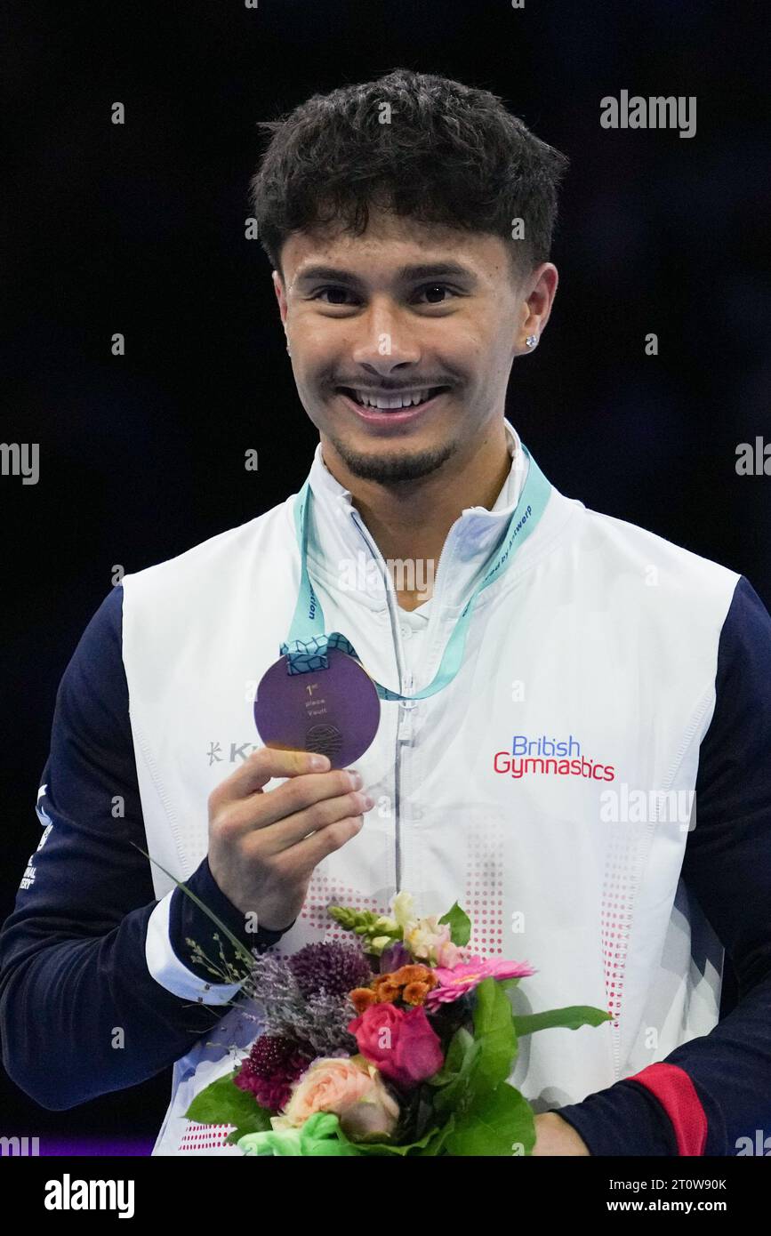 Antwerp, Belgium. 8th Oct, 2023. Jake Jarman of Britain poses during ...