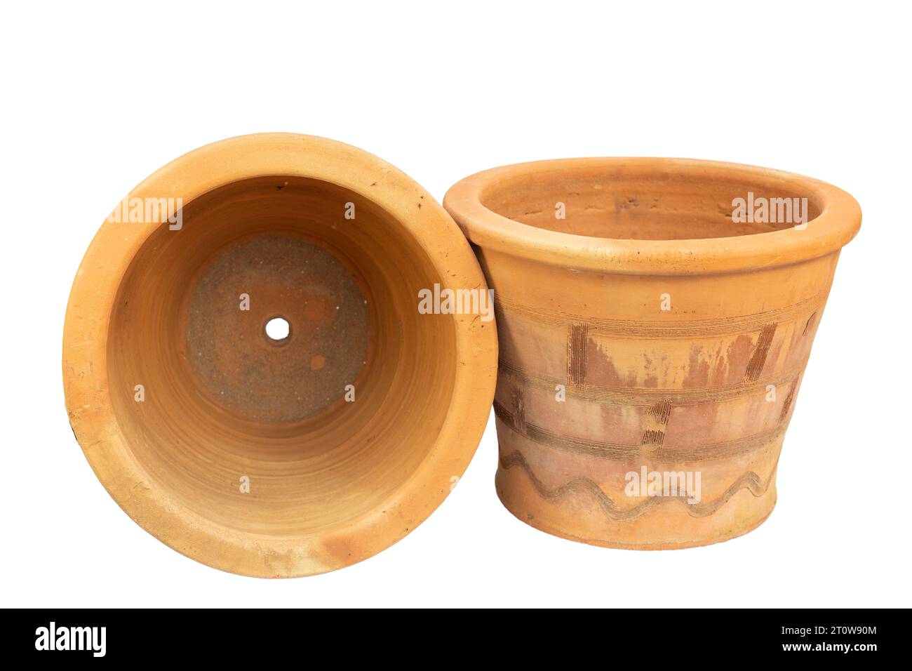 Clay garden pots closeup view Stock Photo - Alamy