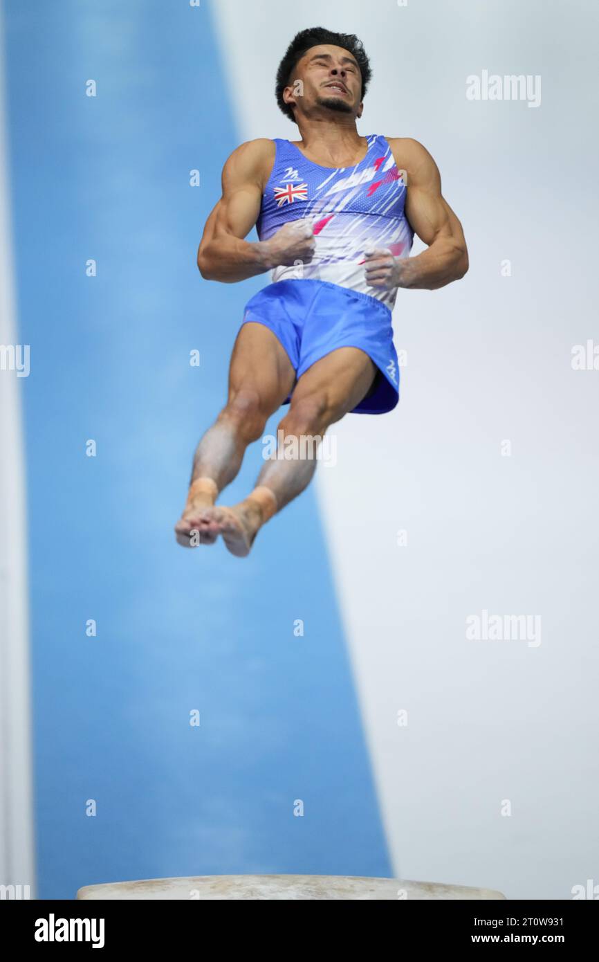 Antwerp, Belgium. 8th Oct, 2023. Jake Jarman of Britain competes during ...