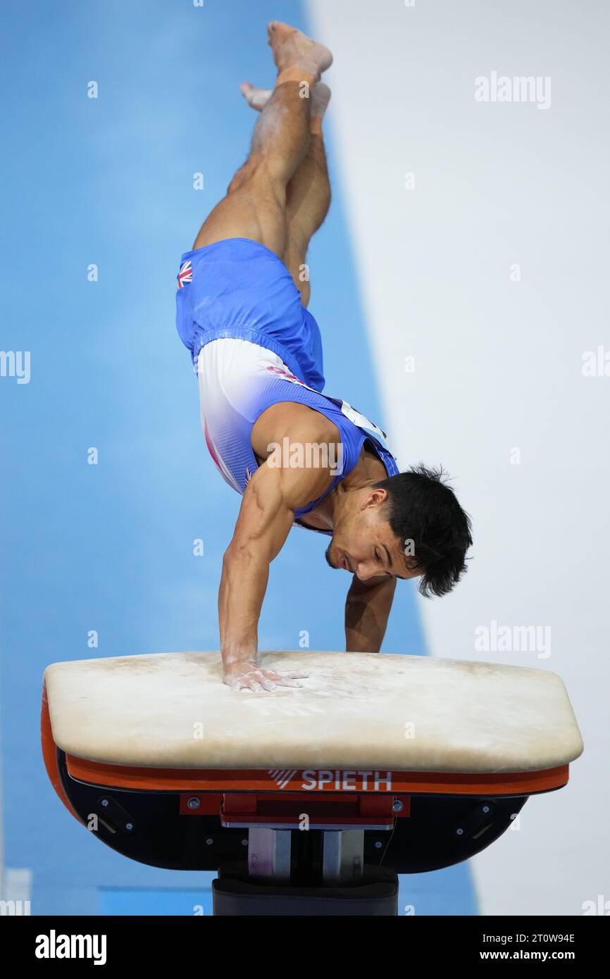 Antwerp, Belgium. 8th Oct, 2023. Jake Jarman of Britain competes during ...