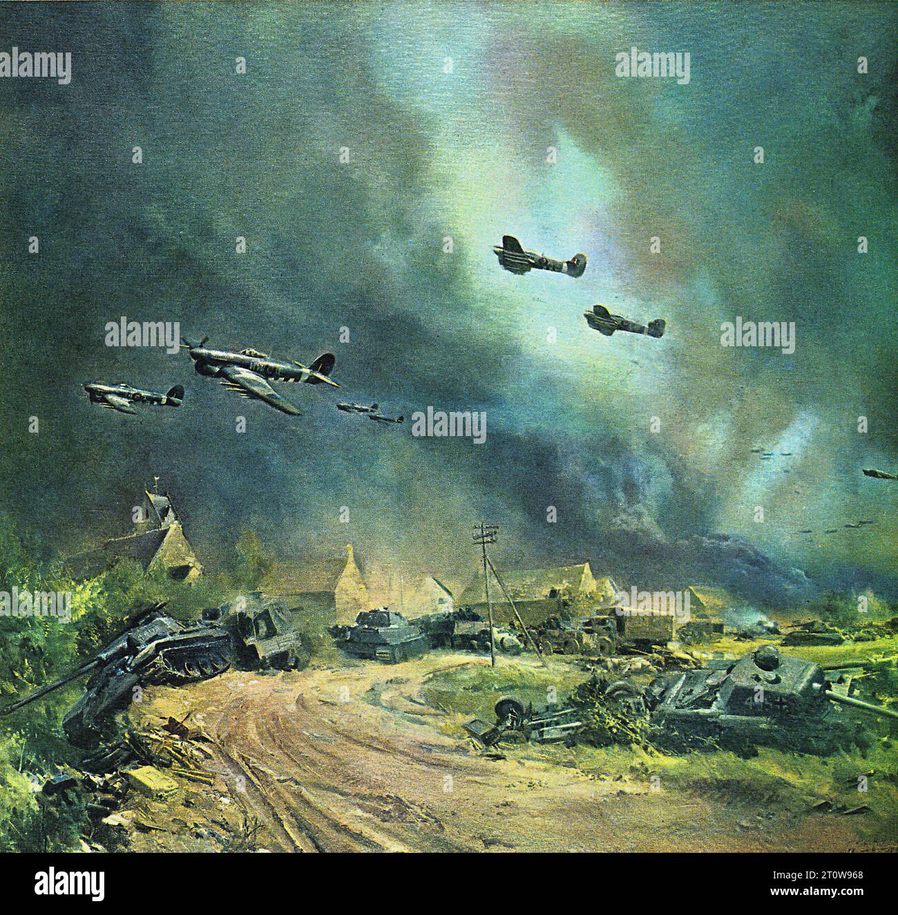 British propaganda painting - World War II The image depicts a painting ...