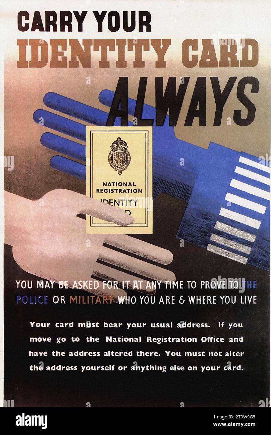 British propaganda , World War II era - “CARRY YOUR IDENTITY CARD ...