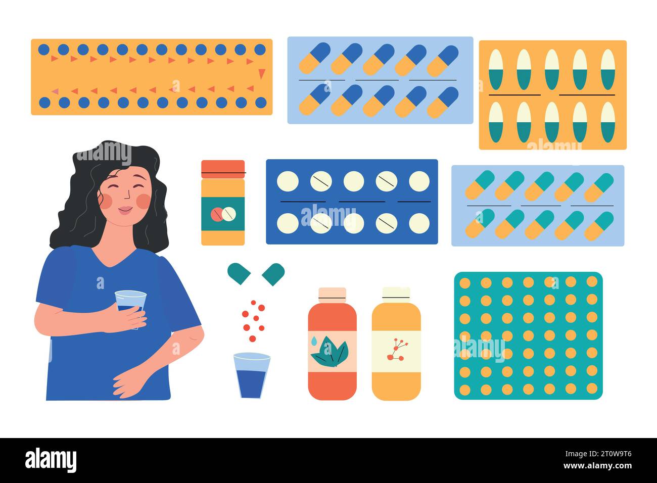 Girl with tablets Stock Vector Images - Alamy