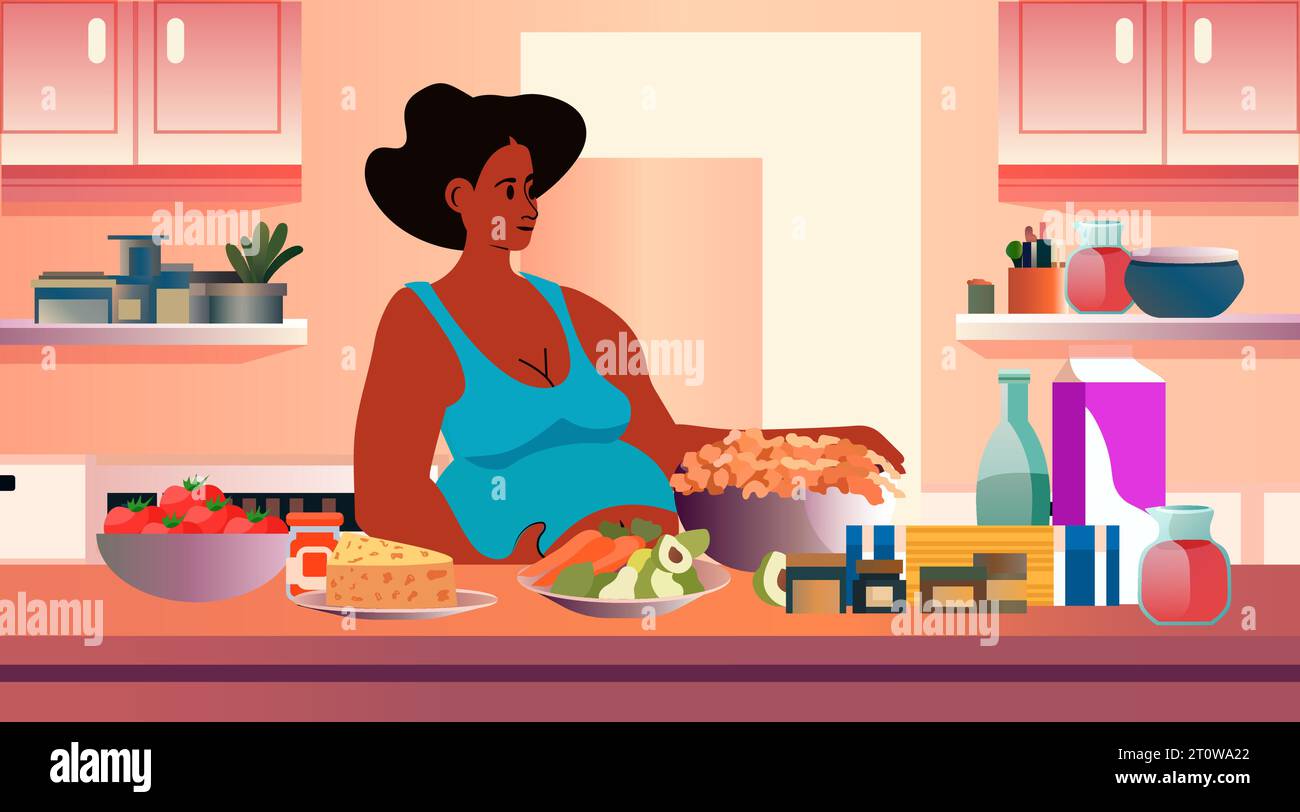 happy pregnant woman future mom cooking at home pregnancy motherhood ...