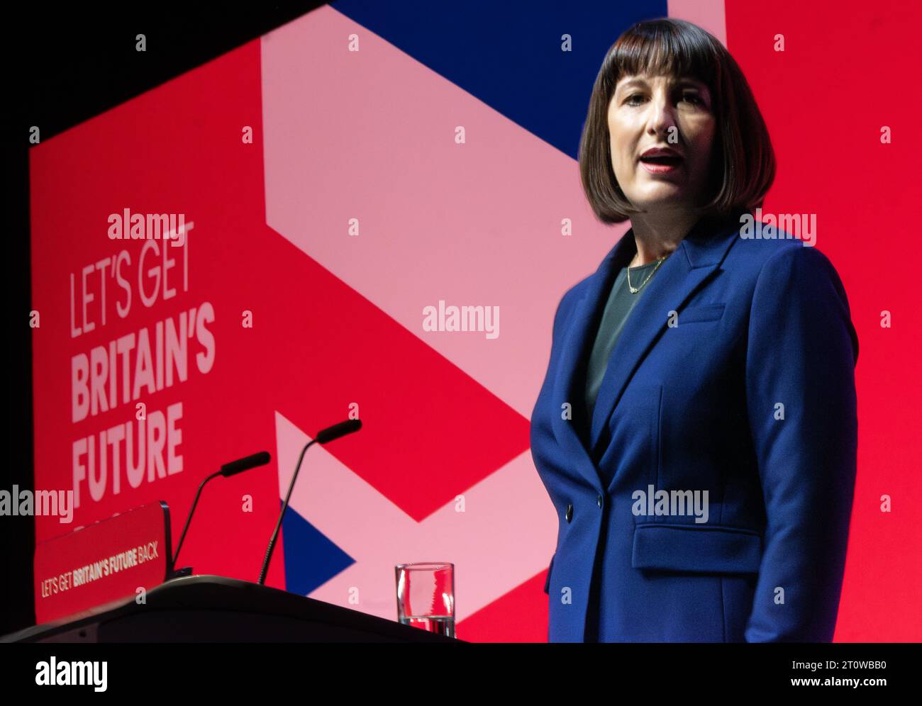 Rachel Reeves, (Shadow Chancellor of the Exchequer) giving her speech ...