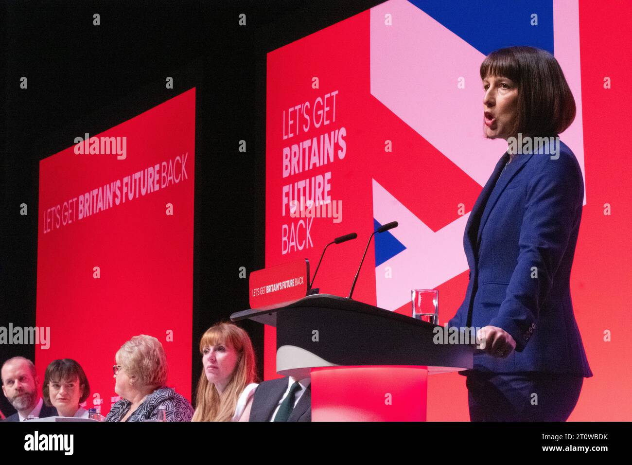 Rachel Reeves, (Shadow Chancellor of the Exchequer) giving her speech ...
