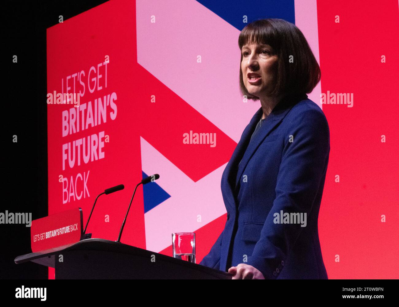 Rachel Reeves, (Shadow Chancellor of the Exchequer) giving her speech ...