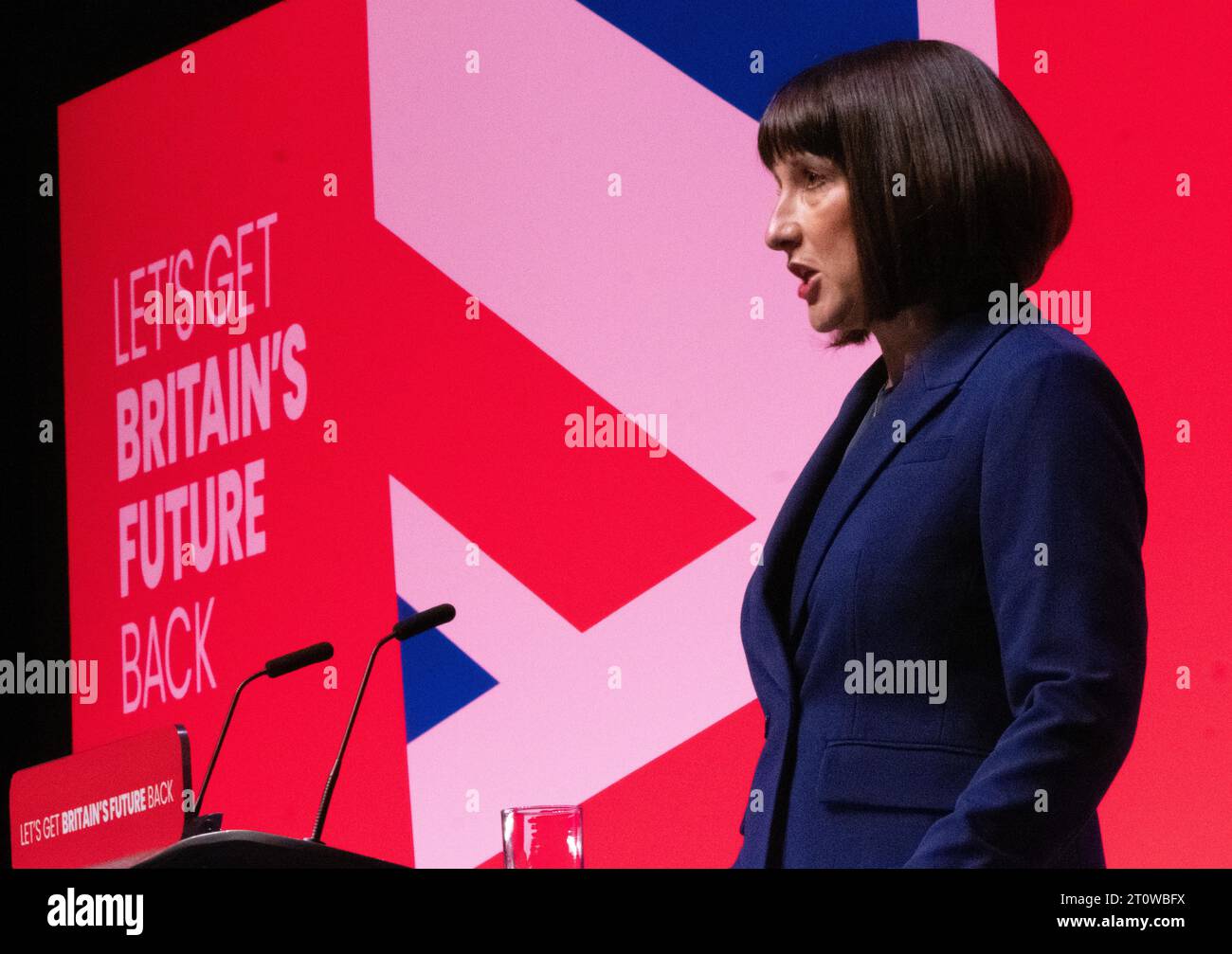 Rachel Reeves, (Shadow Chancellor of the Exchequer) giving her speech ...