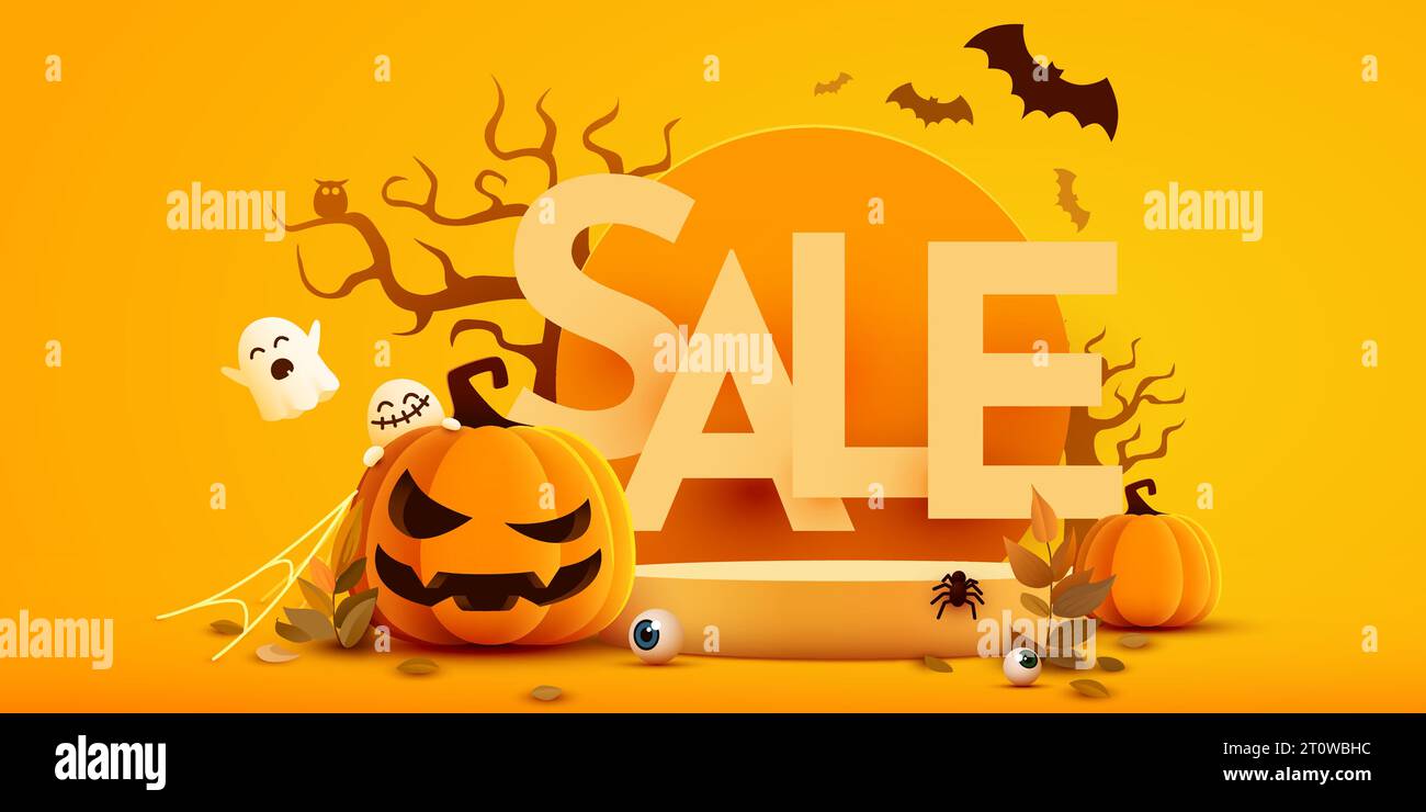 Halloween sale banner template. Special October offer. Vector ...