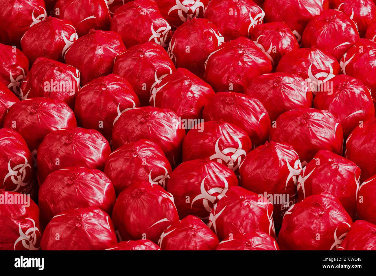 Picture of the countless red biohazard trash bags full of dangerous ...