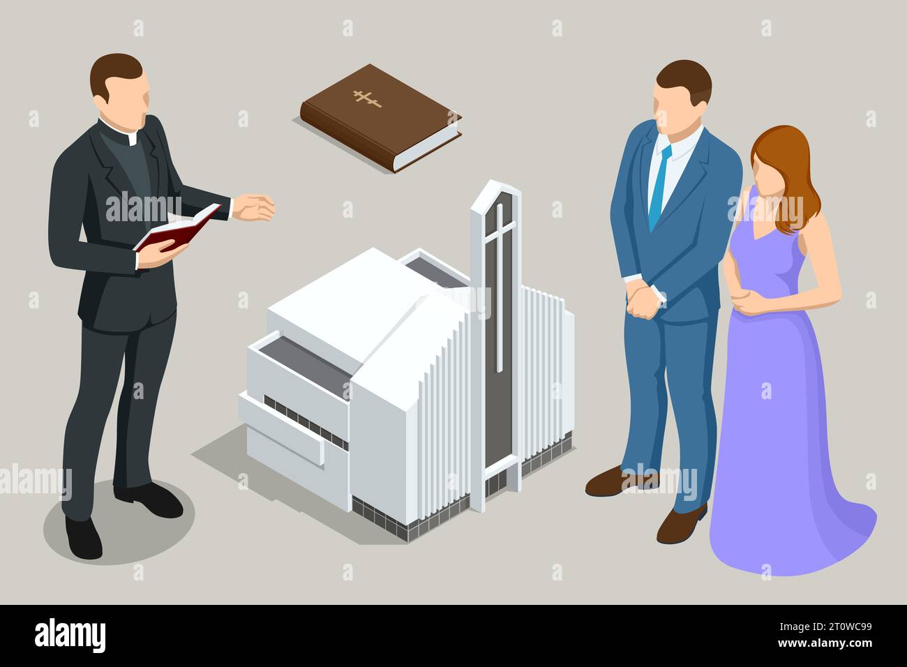 Isometric Christian Protestant Church building isolated on a white ...