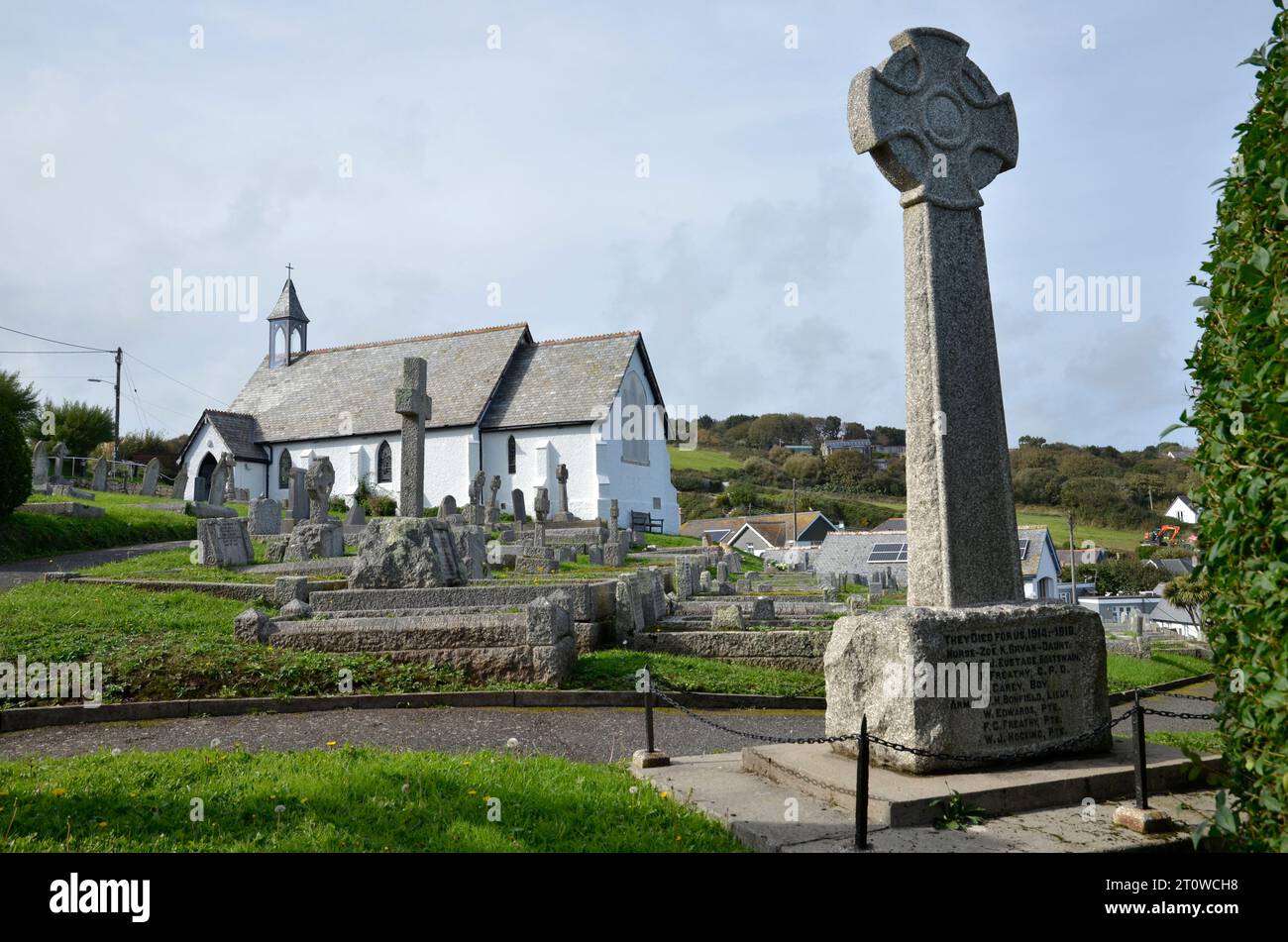 St Peters Church in the Cornish coastal village of Coverack Stock Photo ...