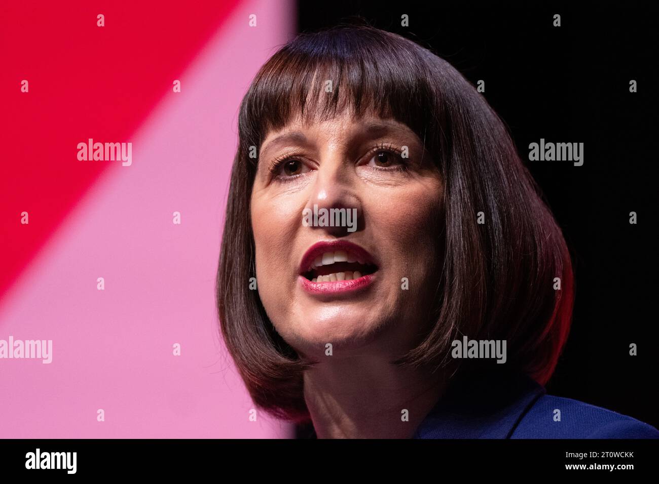Rachel Reeves, (Shadow Chancellor of the Exchequer) giving her speech ...