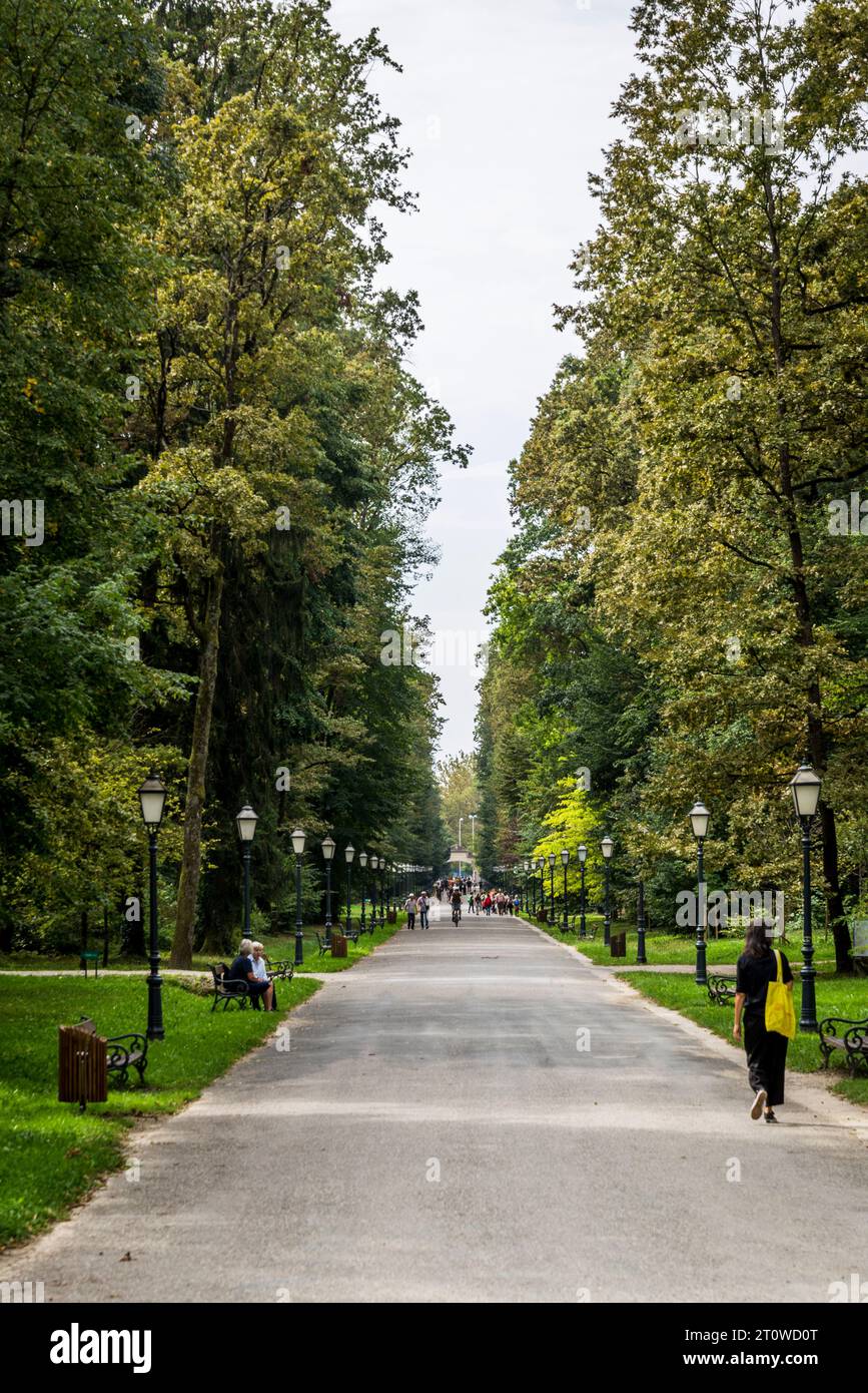 Central promenade in the Maksimir Park, the oldest public park, dating ...