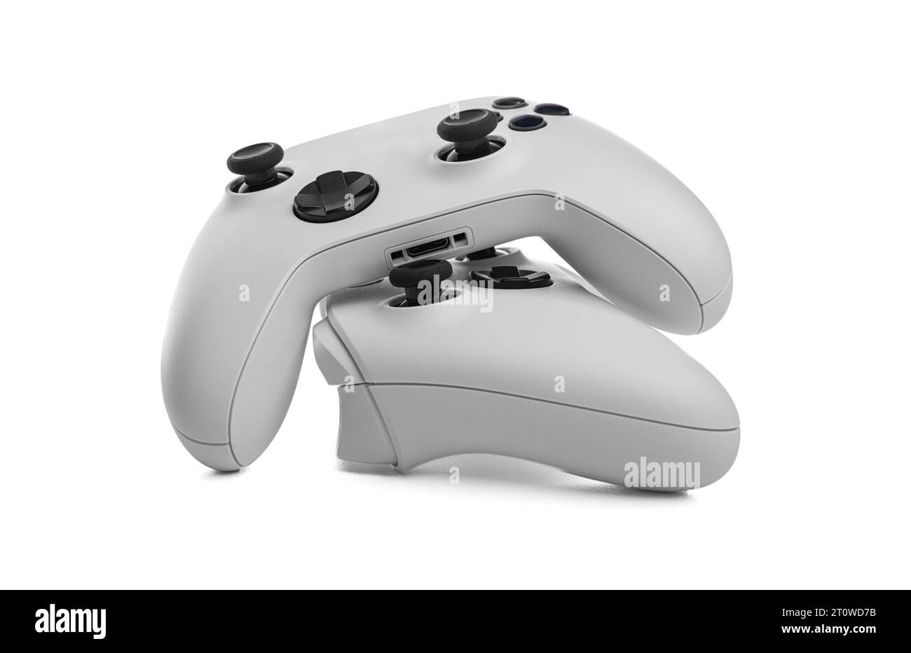 White wireless gamepad controller joystick isolated on a white Stock ...