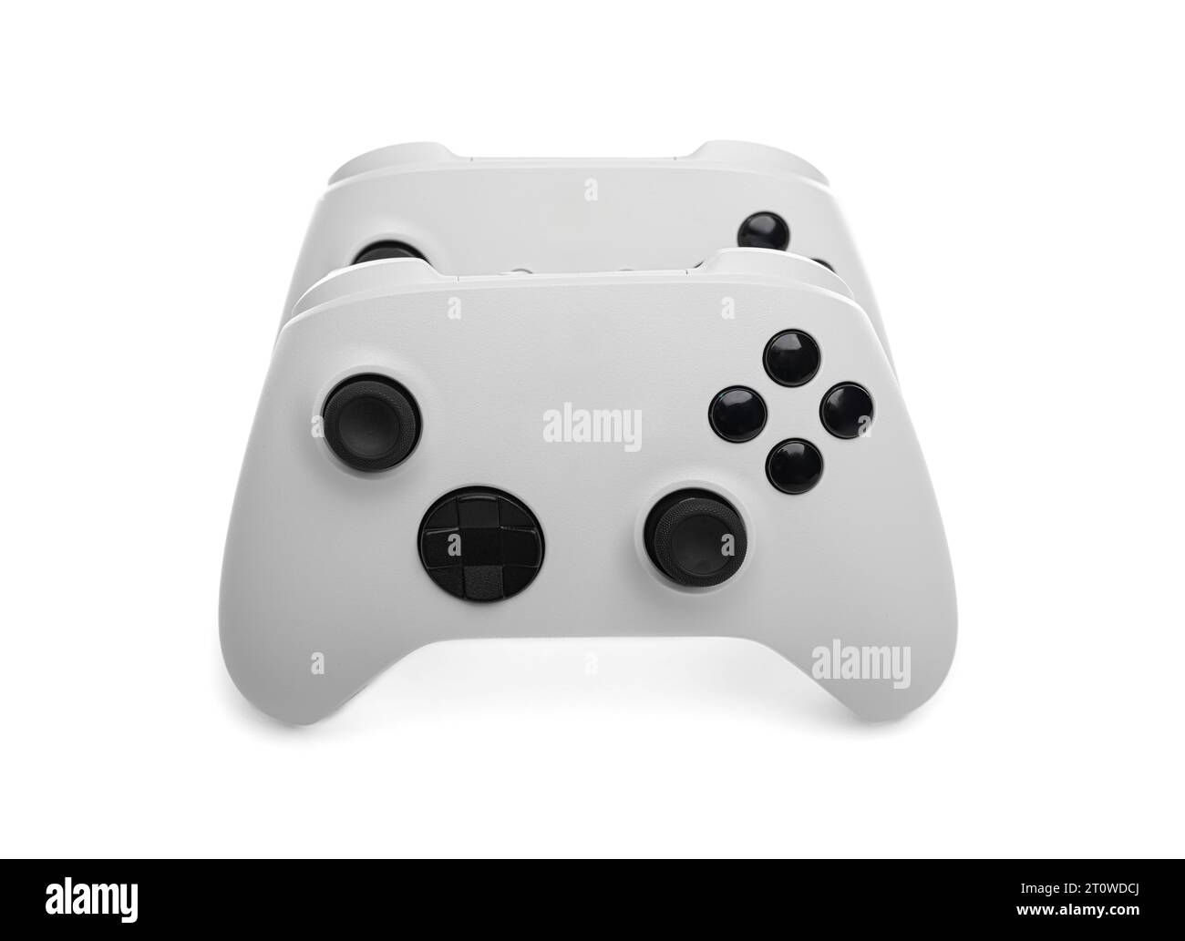 White wireless gamepad controller joystick isolated on a white Stock ...