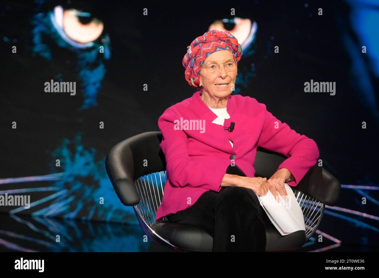 Emma Bonino attends the third episode of Rai tv program Belve at ...