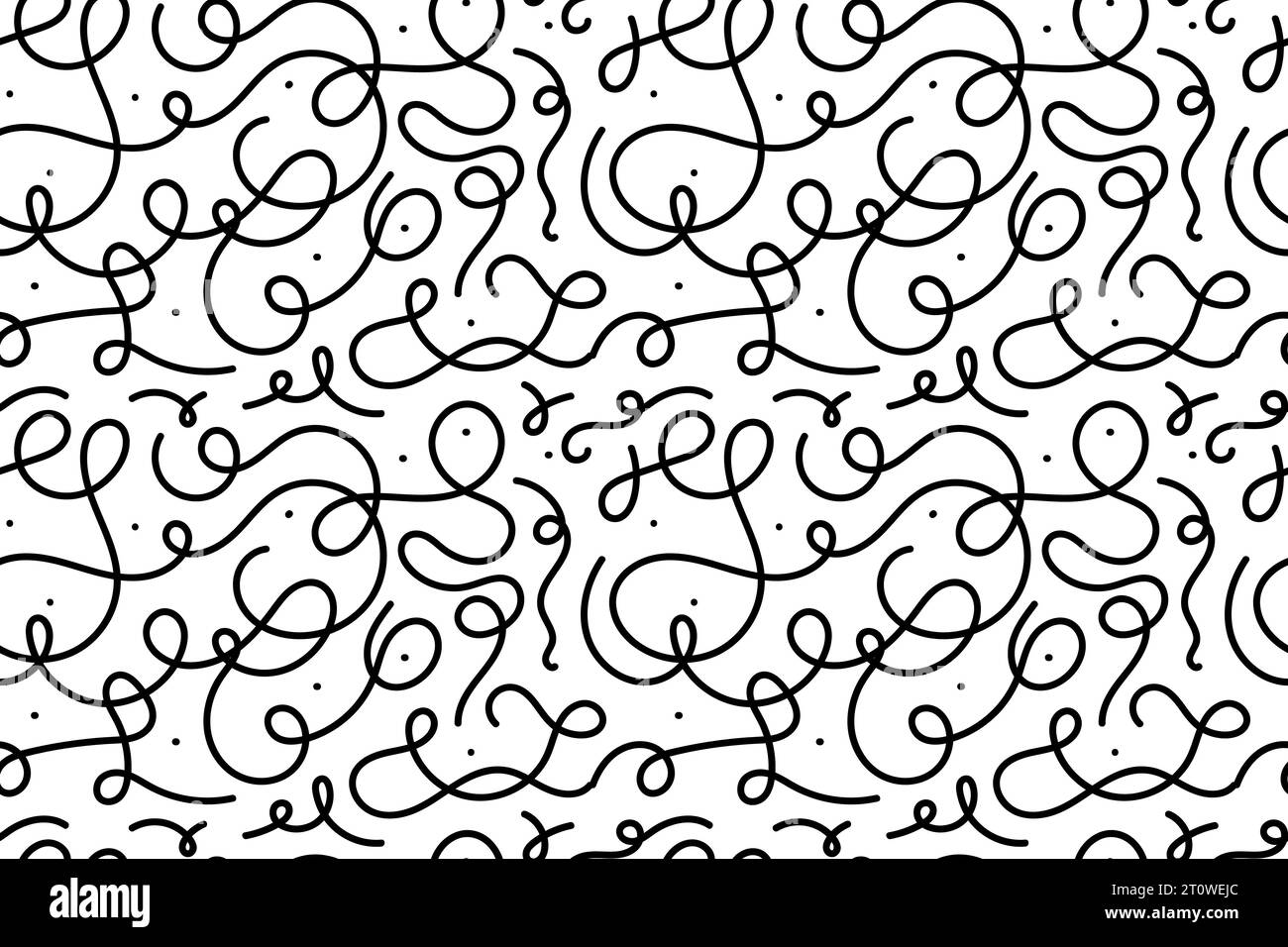 black squiggle doodle seamless pattern. Creative abstract squiggle ...