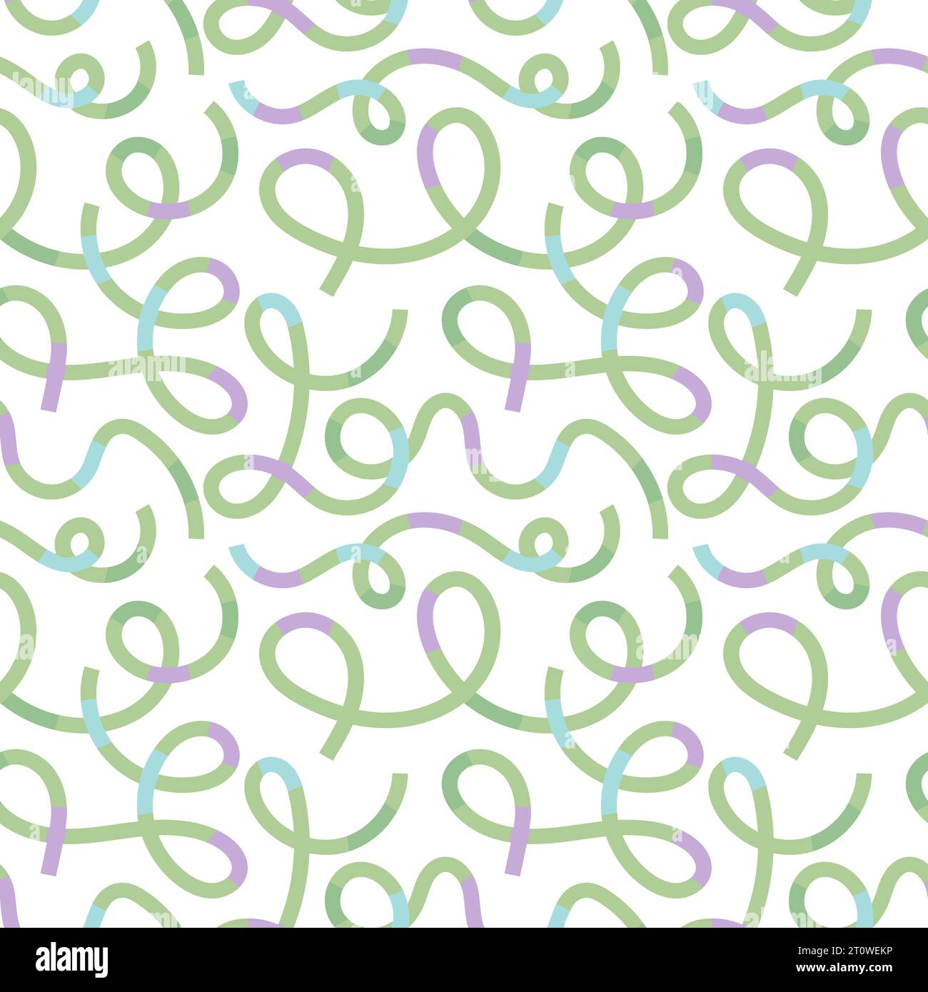 Seamless pattern of colorful abstract squiggles print, green continuous ...