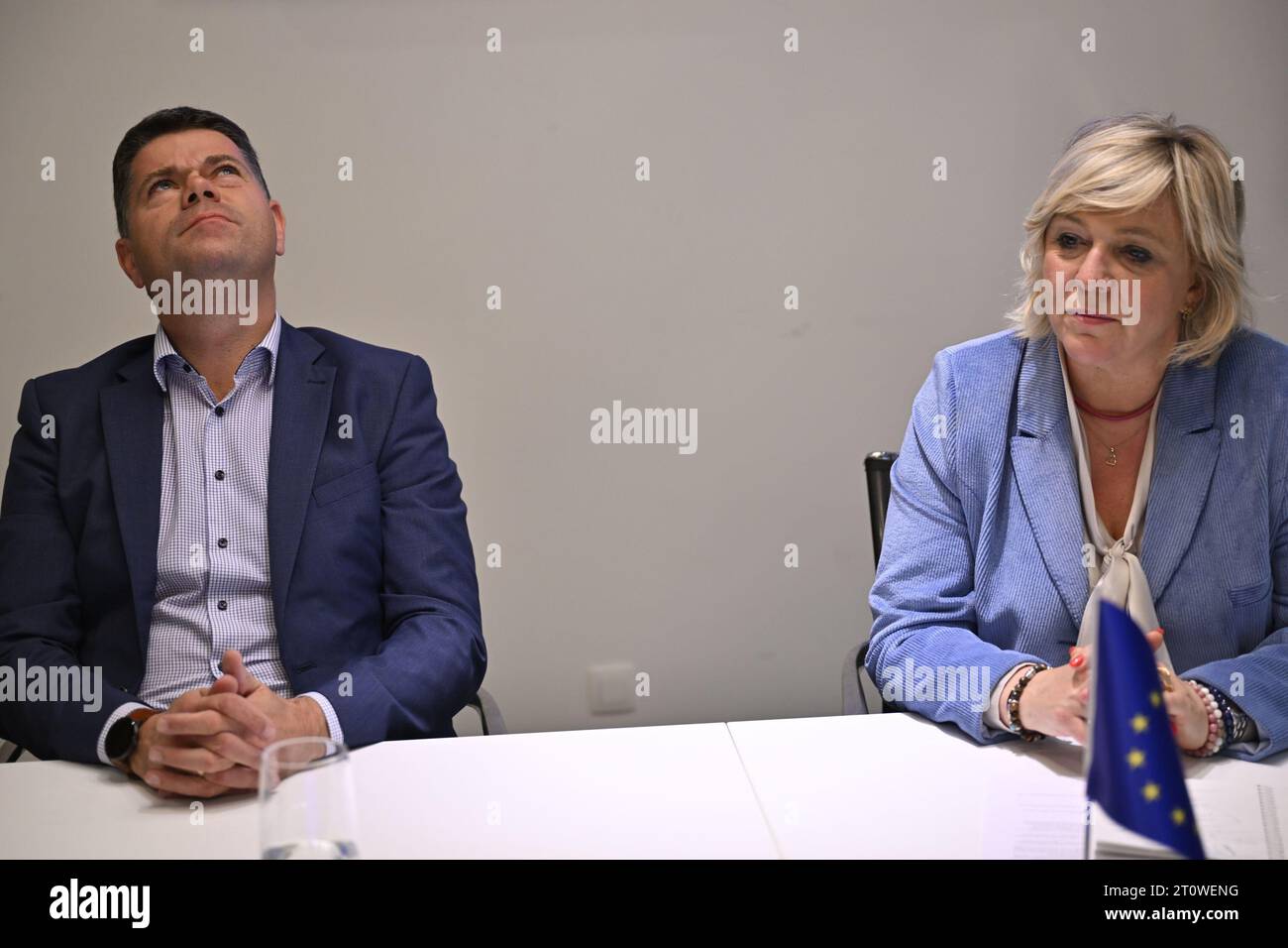 Brussels, Belgium. 09th Oct, 2023. Open vld's chairman Tom Ongena and ...
