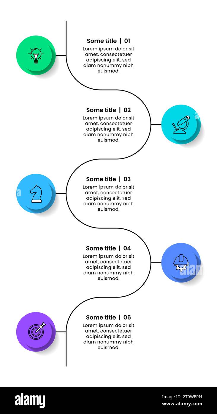 Infographic template with icons and 5 options or steps. Vertical line ...