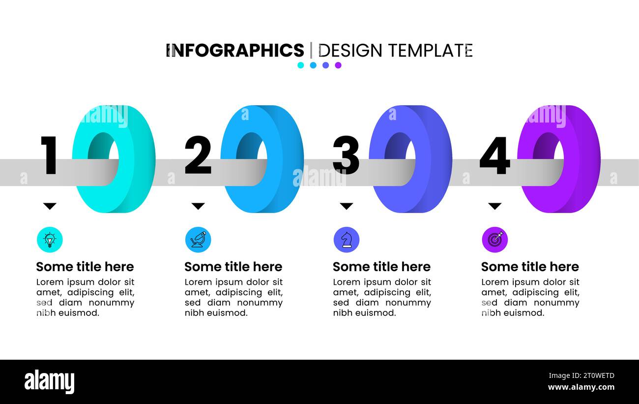 Infographic template with 4 options or steps. Rings. Can be used for ...