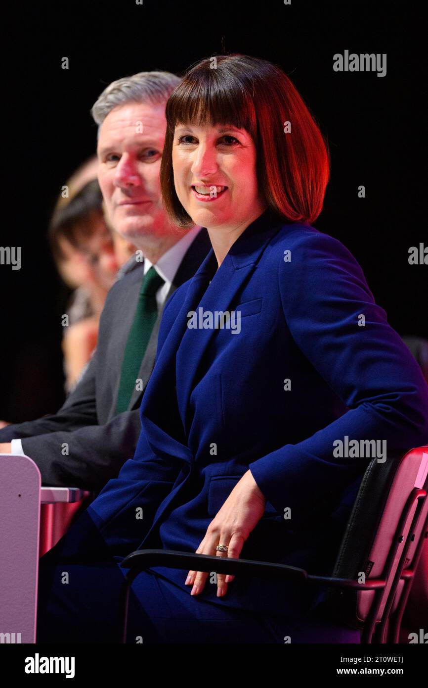 London, UK. 9 October 2023. Sir Keir Starmer MP and Rachel Reeves MP ...