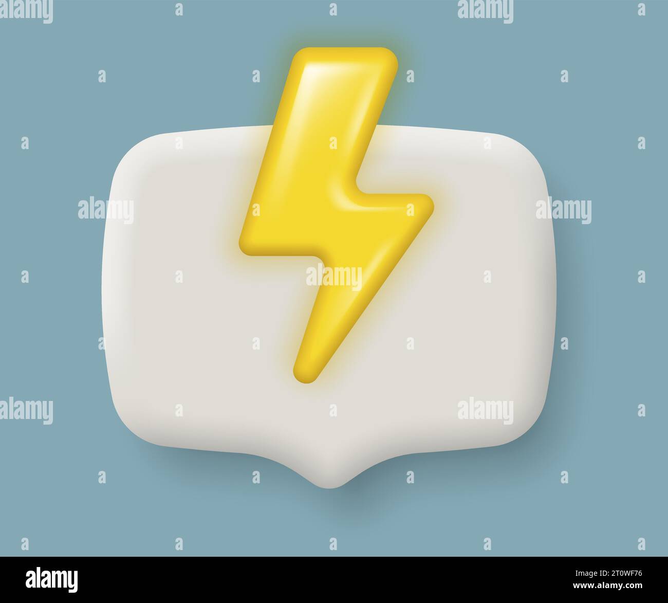 3d speech bubble with thunder bolt icon isolated on white background. Vector illustration. Eps ...