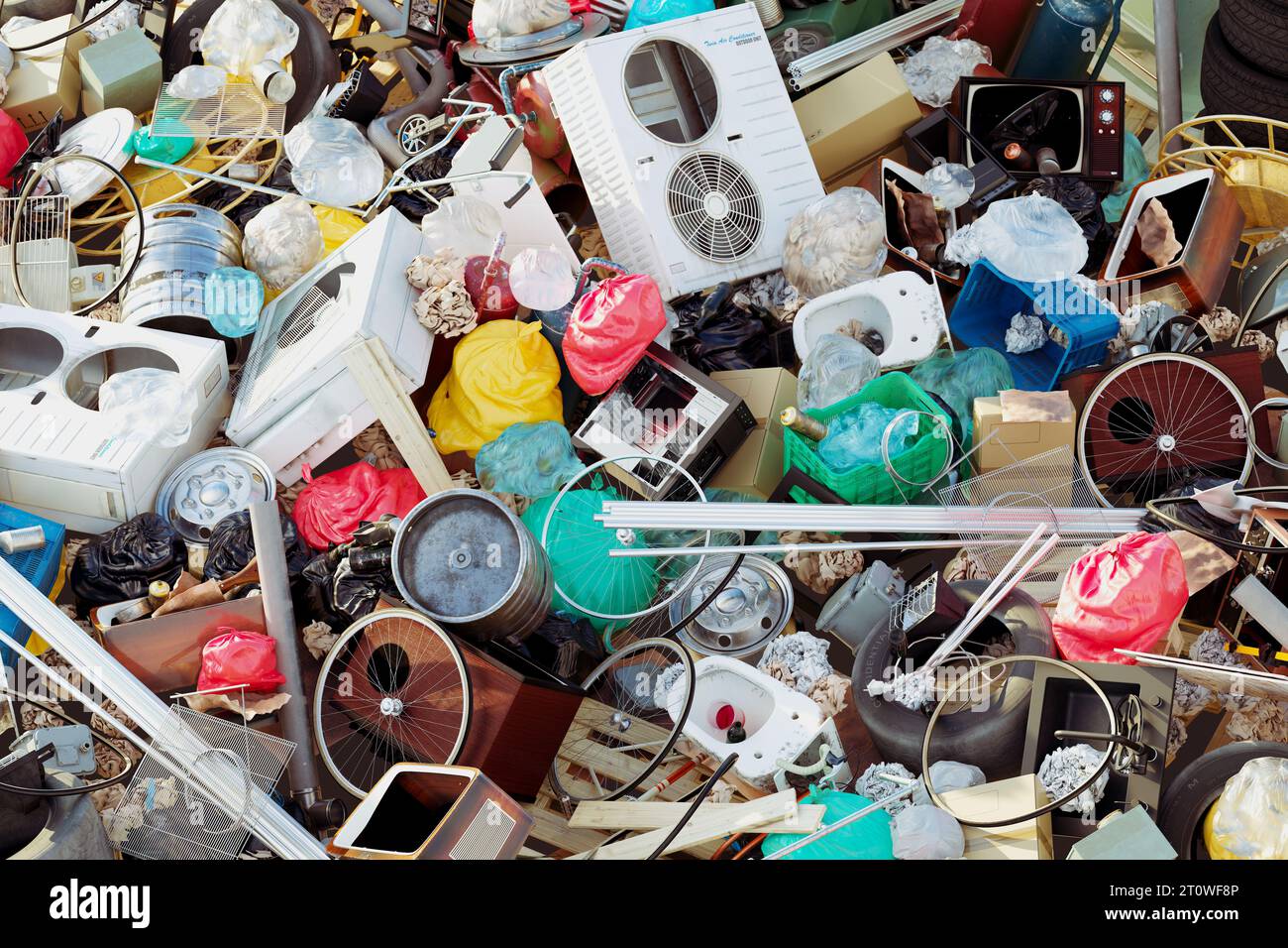 Junkyard full of messy trash polluting the environment. Ecological ...