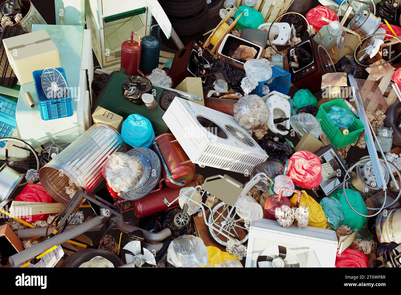 Junkyard full of messy trash polluting the environment. Ecological ...