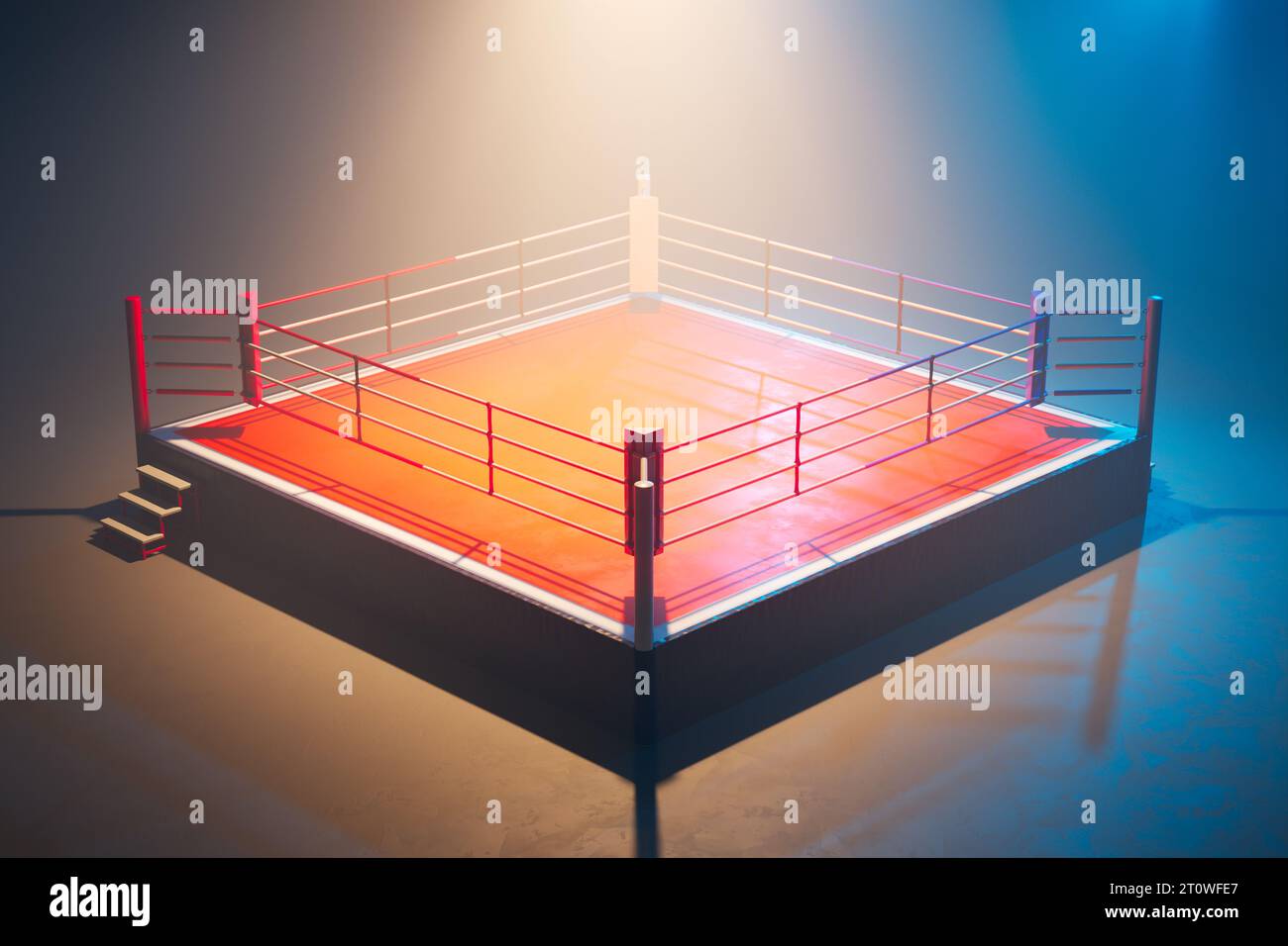 Cinematic shot showcasing boxing ring. Fighting competition and fitness ...