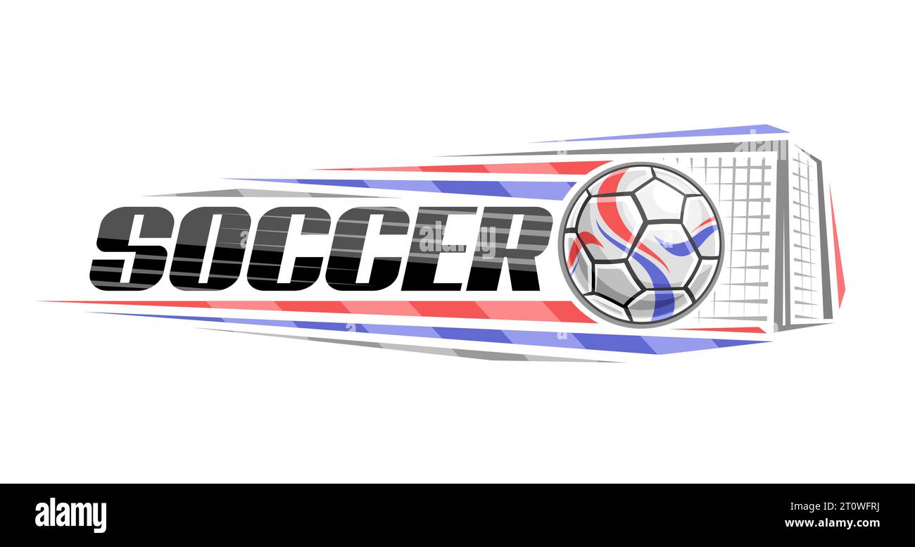 Vector logo for Soccer, decorative horizontal banner with outline ...