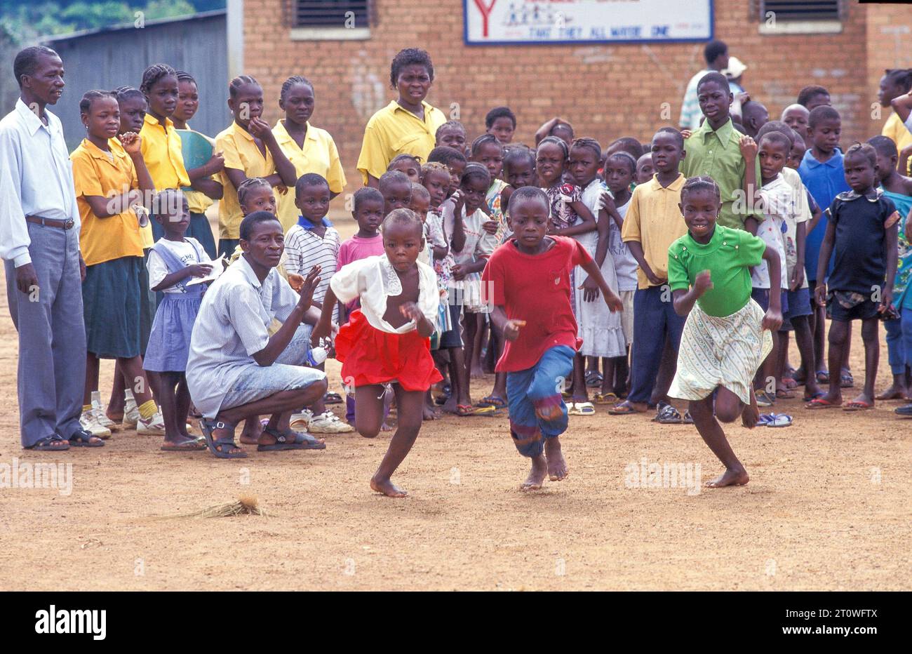 Liberia, Harbel; children running a race for fun at the YMCA Stock ...