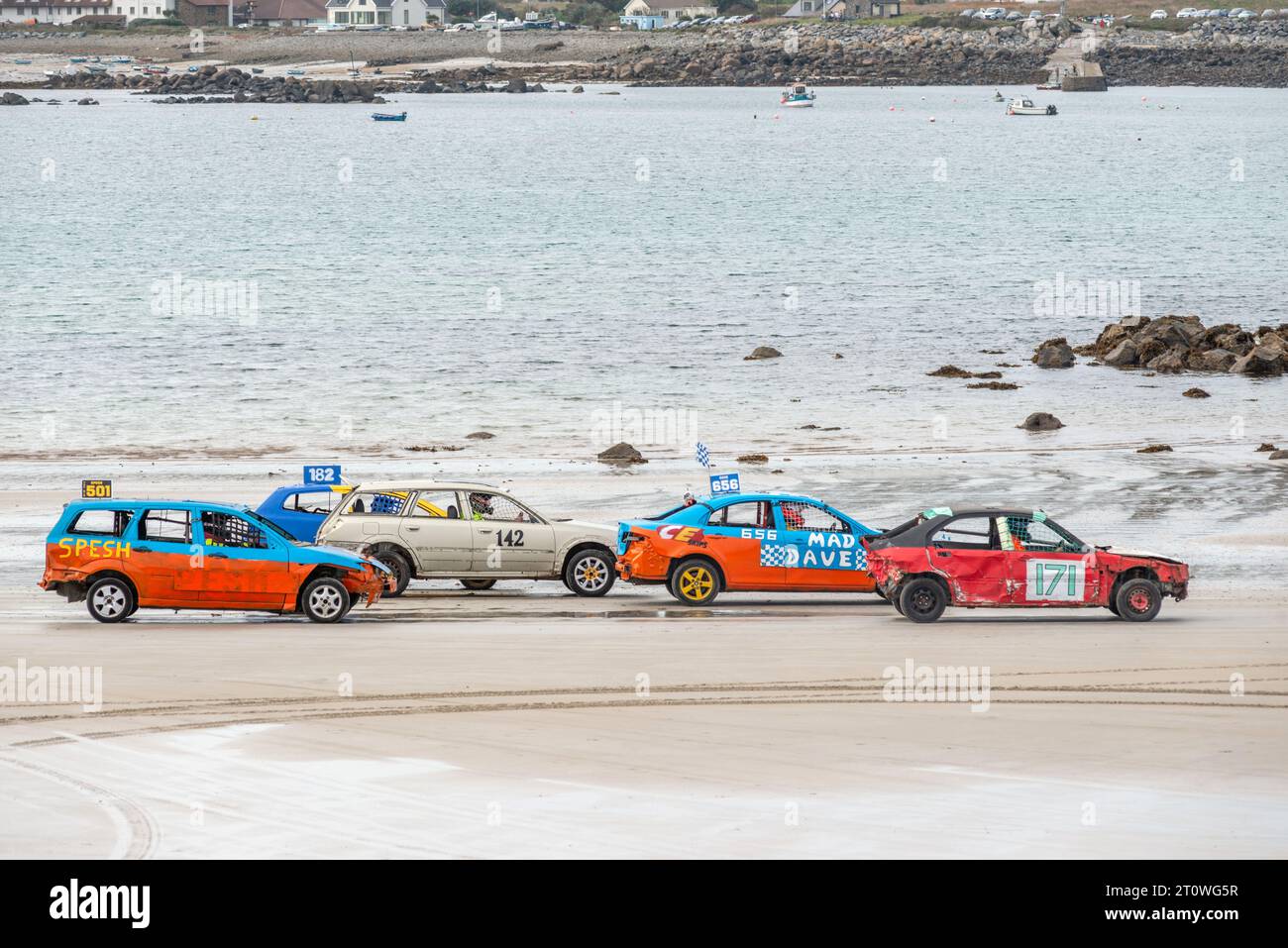 Guernsey, October 1st 2023: Banger racing on Chouet Beach Stock Photo ...